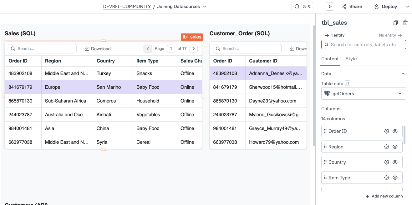 Joining Data From Multiple Sources | Appsmith Community Portal